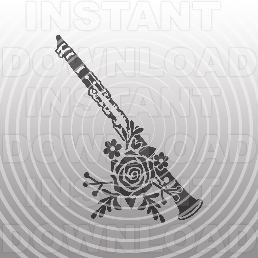 Clarinet With Flowers SVG File,marching Band Svg,clarinet Player Svg ...