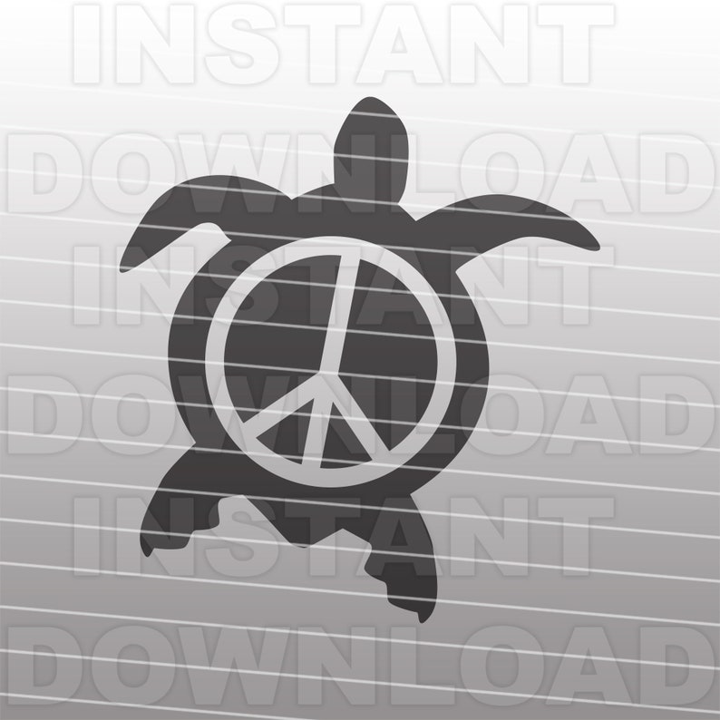 Sea Turtle SVG Filesea Turtle With Peace Symbol Svghawaiian | Etsy