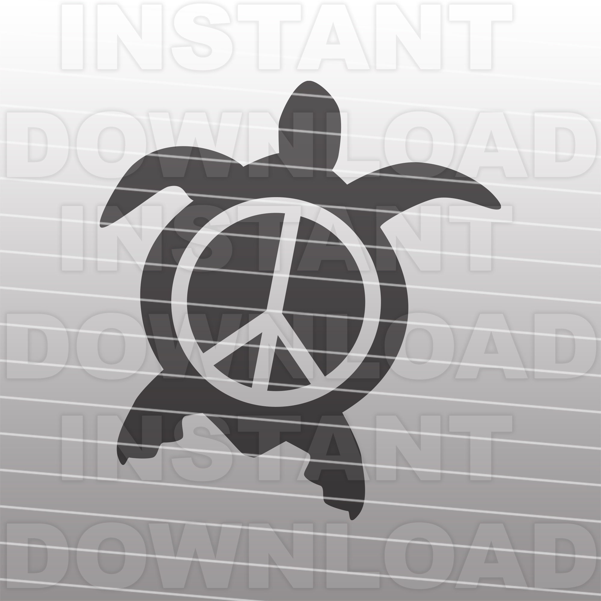 Sea Turtle SVG Filesea Turtle With Peace Symbol Svghawaiian | Etsy