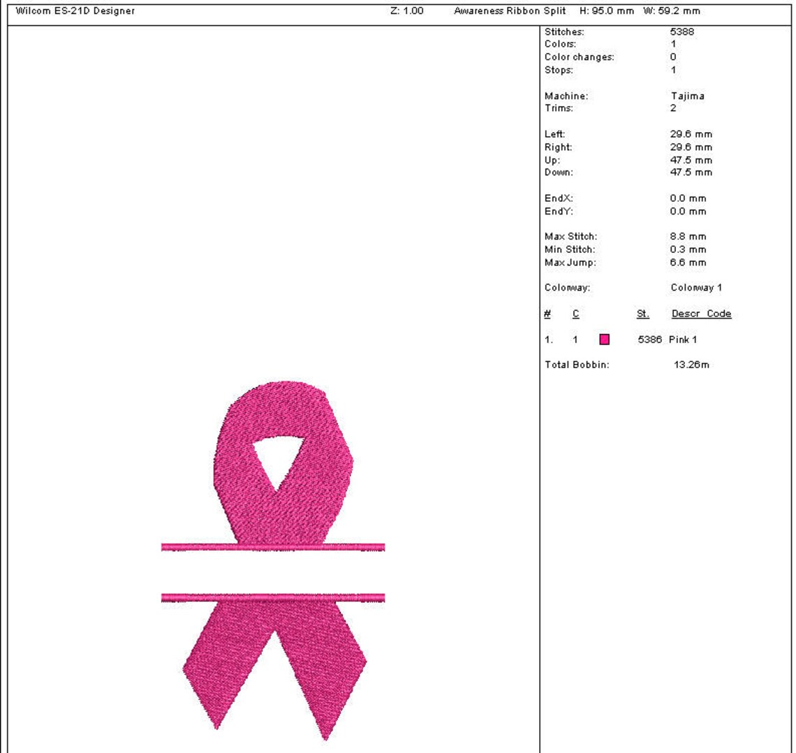 Breast Cancer Awareness Pink Ribbon Machine Embroidery Design - Etsy