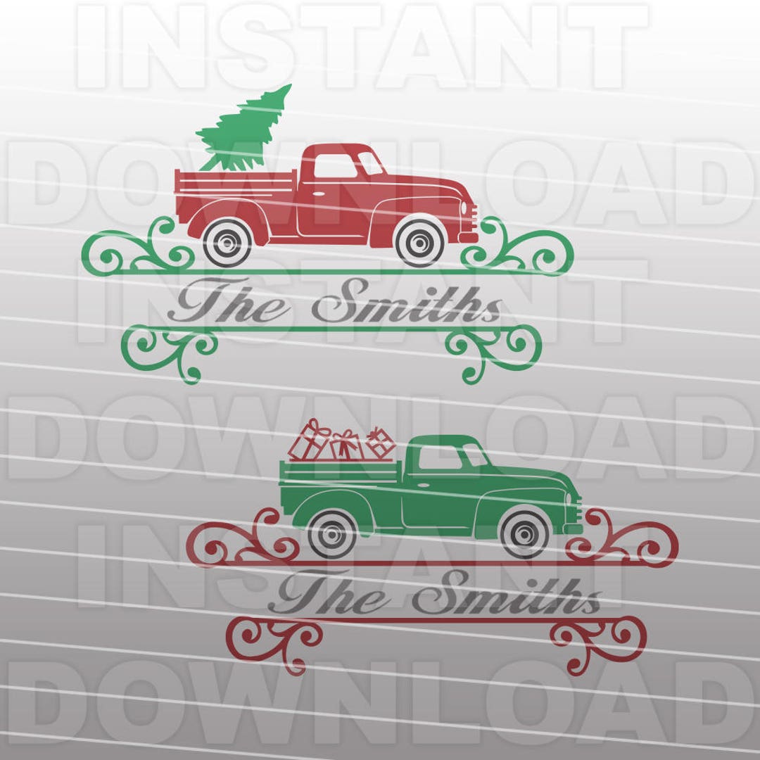 Old Christmas Truck Monogram Frame SVG -for Commercial & Personal Use ...