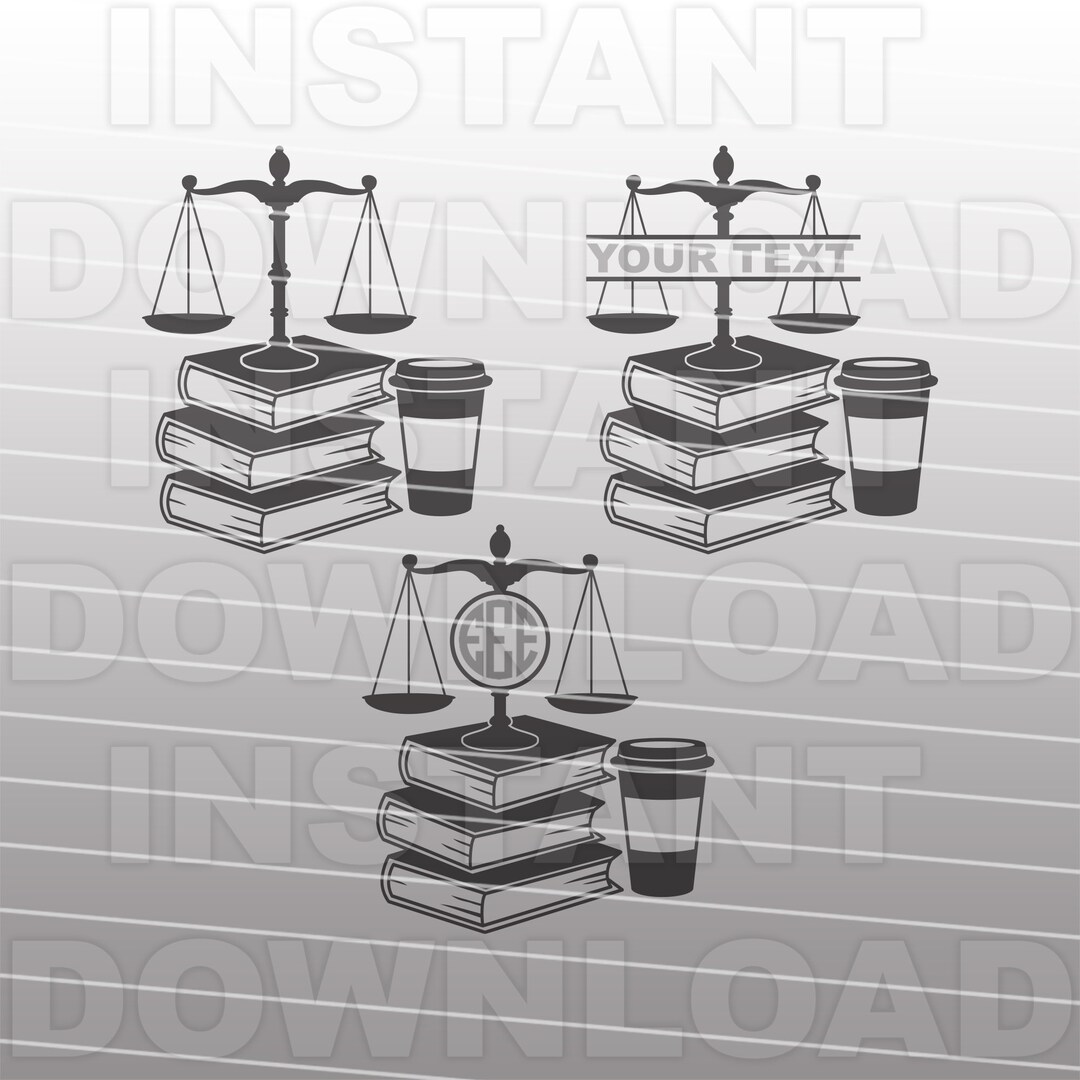 Attorney Lawyer Scales of Justice SVG File,stack of Law Books and ...