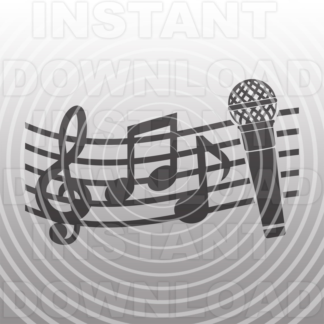 Microphone SVG Filemusic Notes Svgsinger Svgmusician Svg - Etsy