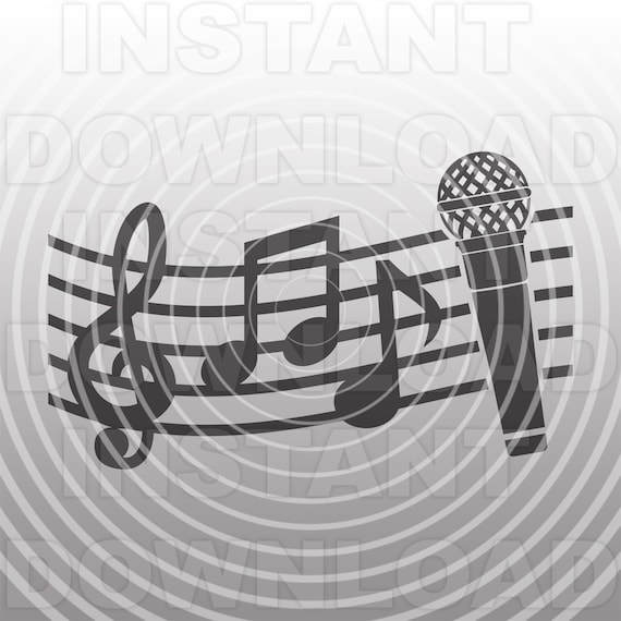 Microphone SVG Filemusic Notes Svgsinger Svgmusician Svg - Etsy