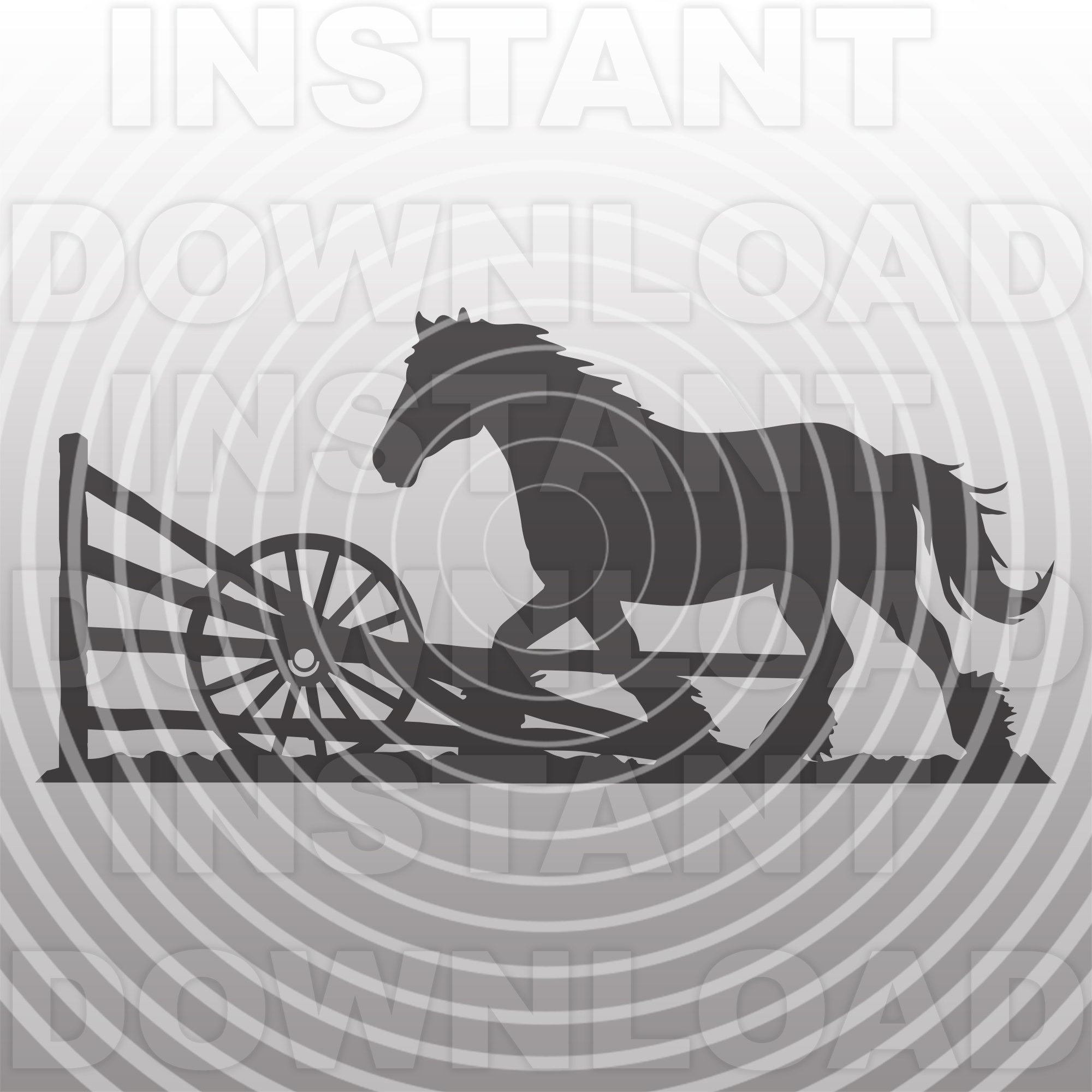 Gypsy Vanner Horse SVG Filewagon Wheel Silhouette Farm Scene - Etsy Canada