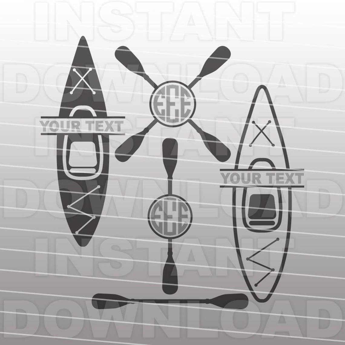 Kayak Monogram SVG Filekayaker Svgkayak Paddle SVG | Etsy