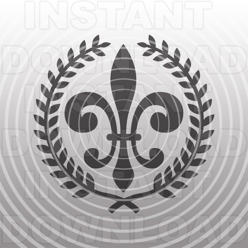 Fleur De Lis Emblem Symbol With Laurel Wreath SVG File vector - Etsy