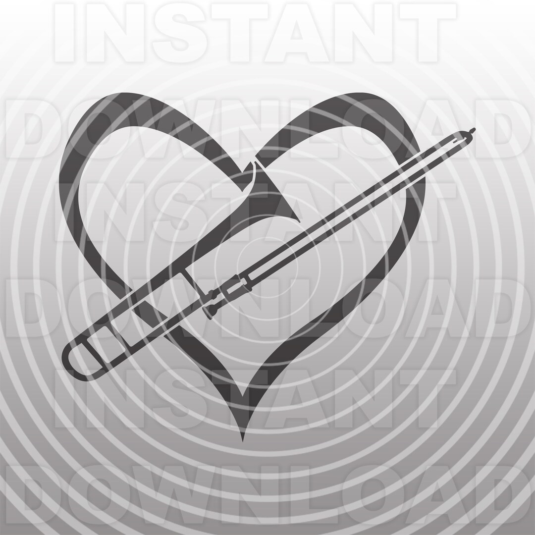 Trombone Within Heart SVG File,marching Band Svg,trombone Player SVG ...