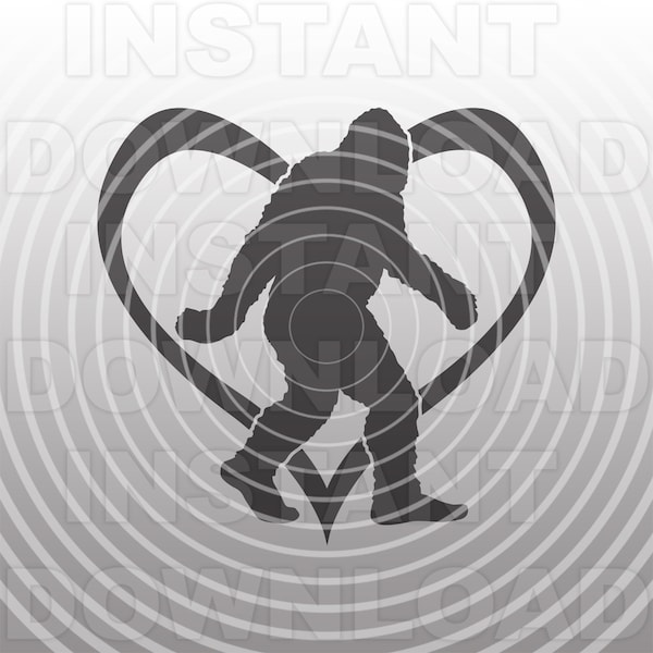 Sasquatch With Heart Svg - Etsy