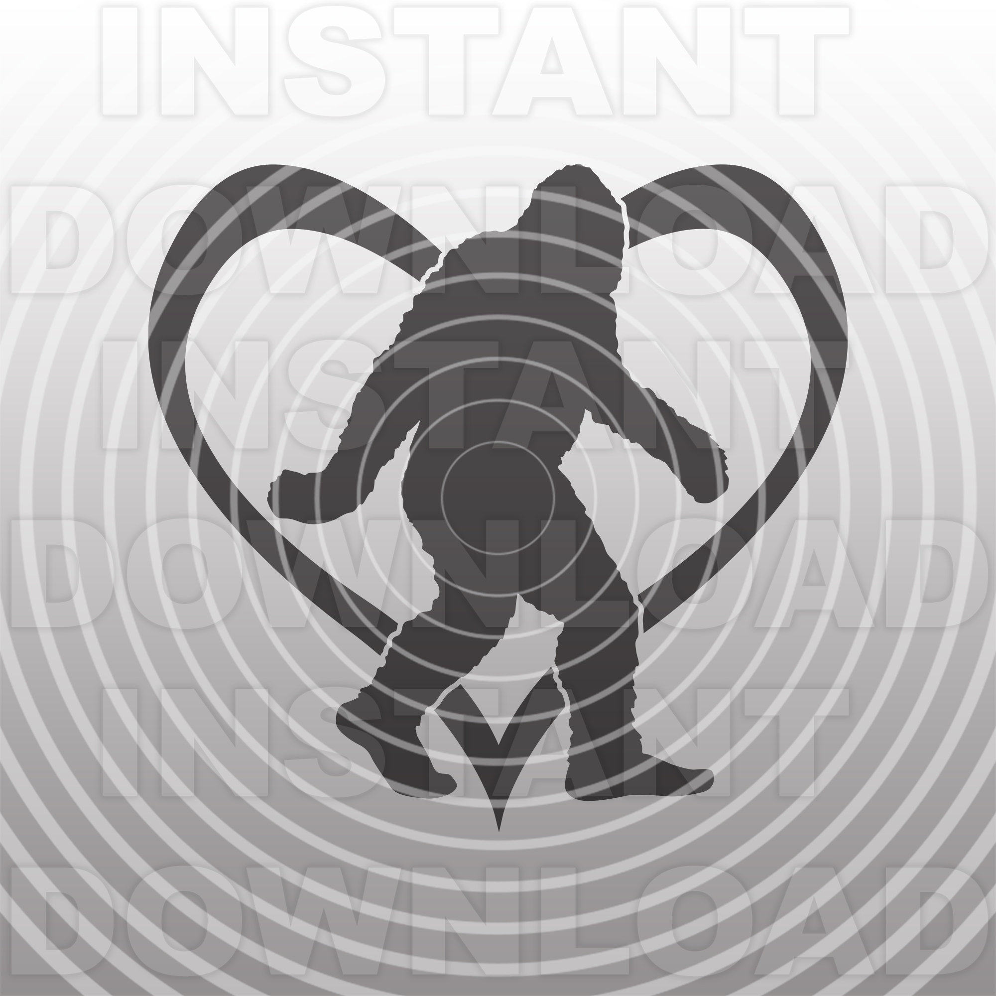 Love Bigfoot With Heart SVG File,bigfoot Walking Svg,sasquatch SVG ...