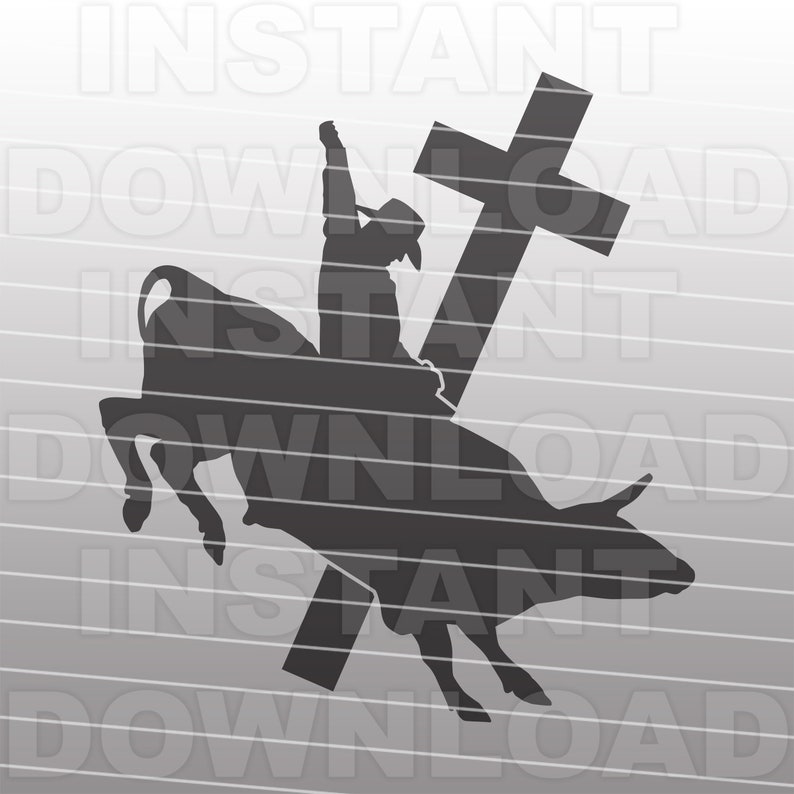 Bull Rider With Christian Cross SVG File,bull Riding Svg,rodeo Svg ...