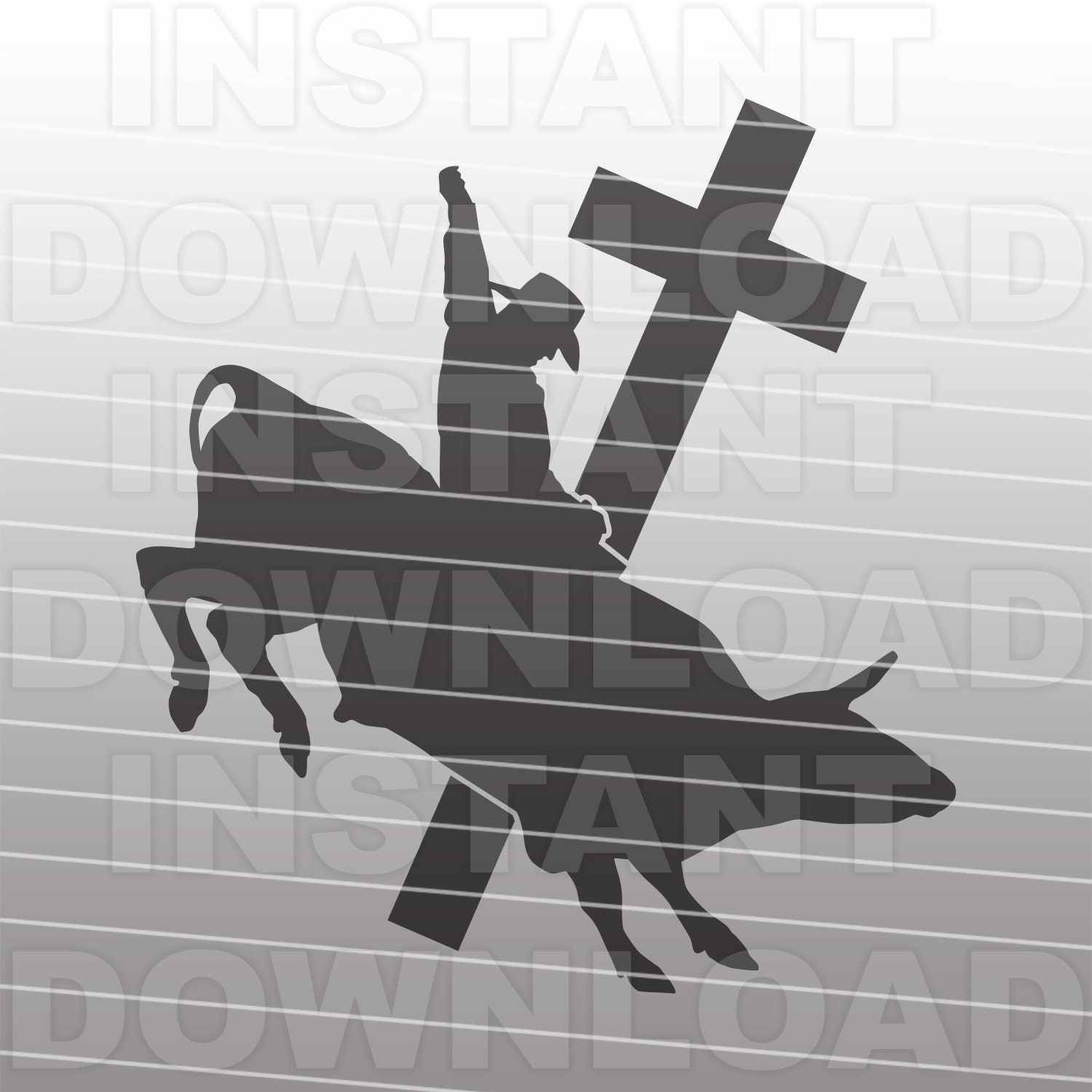 Bull Rider With Christian Cross SVG File,bull Riding Svg,rodeo Svg ...