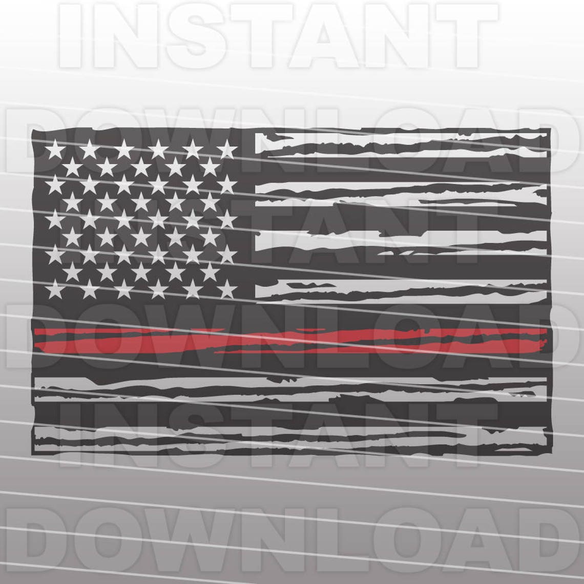 Firefighter American Flag SVG Thin Red Line SVG File - Etsy