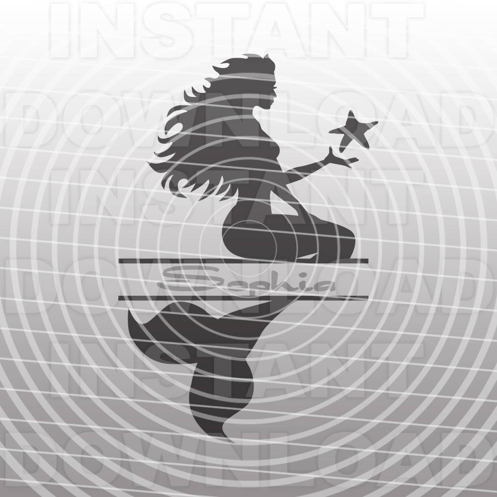 Mermaid SVG Filemermaid Split Monogram SVG File commercial & | Etsy
