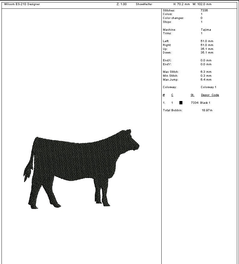 Show Heifer Machine Embroidery Design - Livestock Design - Filled ...