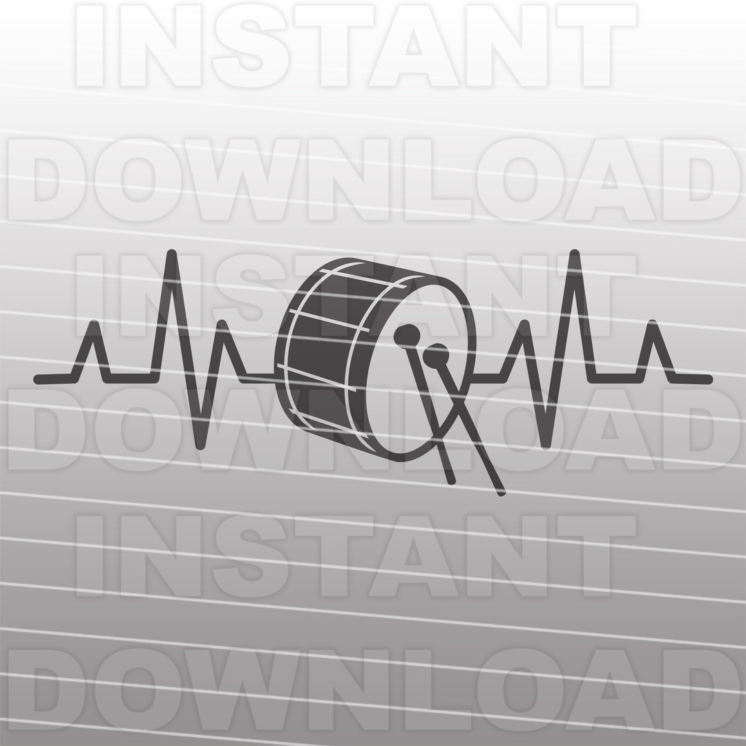 Heartbeat Bass Drum SVG File,marching Band Svg,drummer Svg,drumming Svg ...