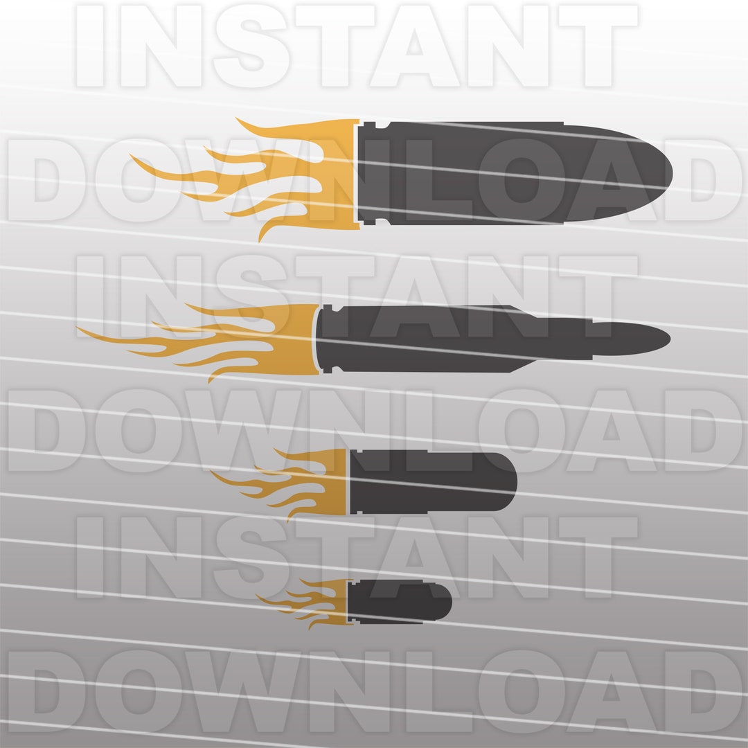 Bullets With Flames SVG File,shooting Sports Svg,handgun Svg,pistol Svg ...