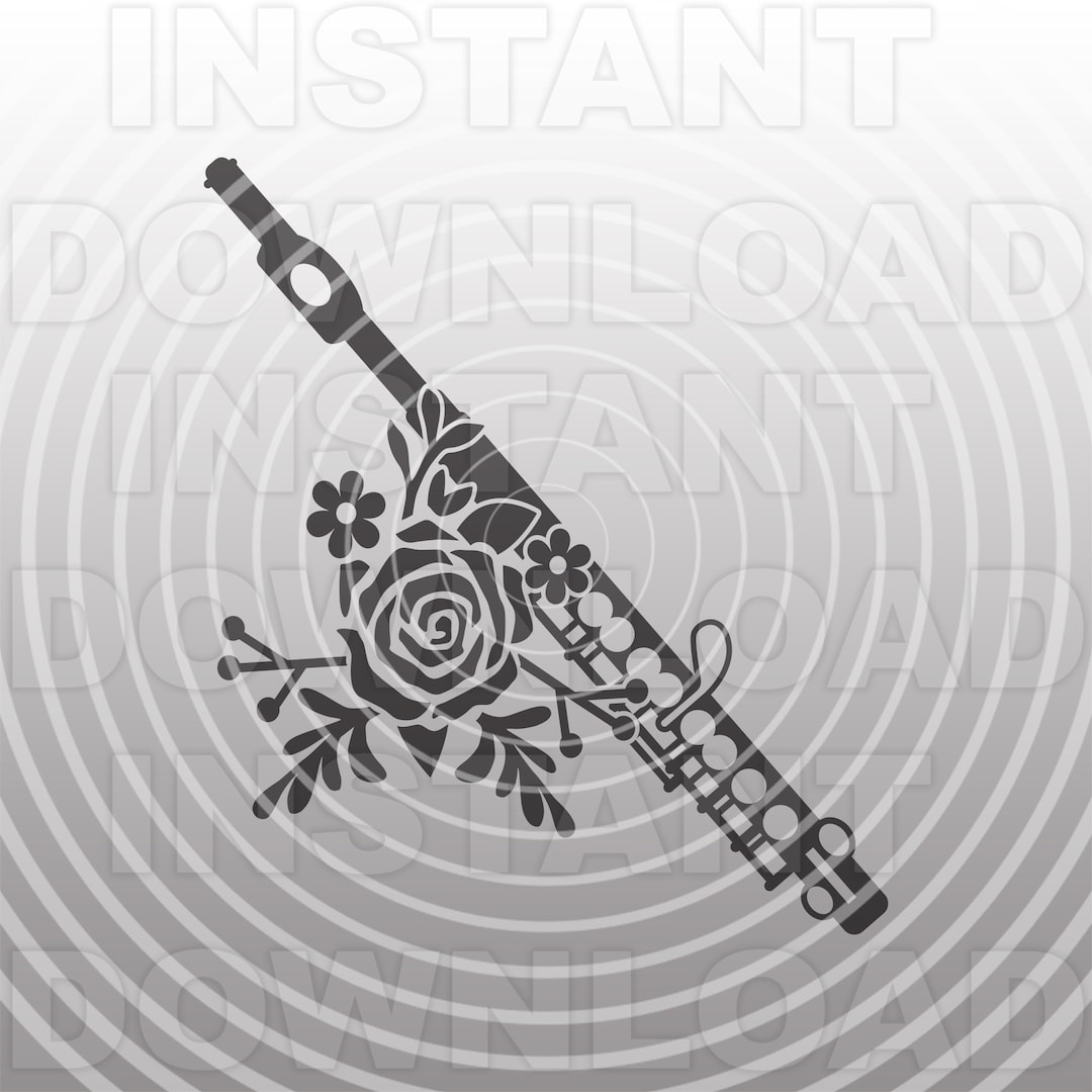 Flute With Flowers SVG File,marching Band Svg,flute Player Svg,flutist ...