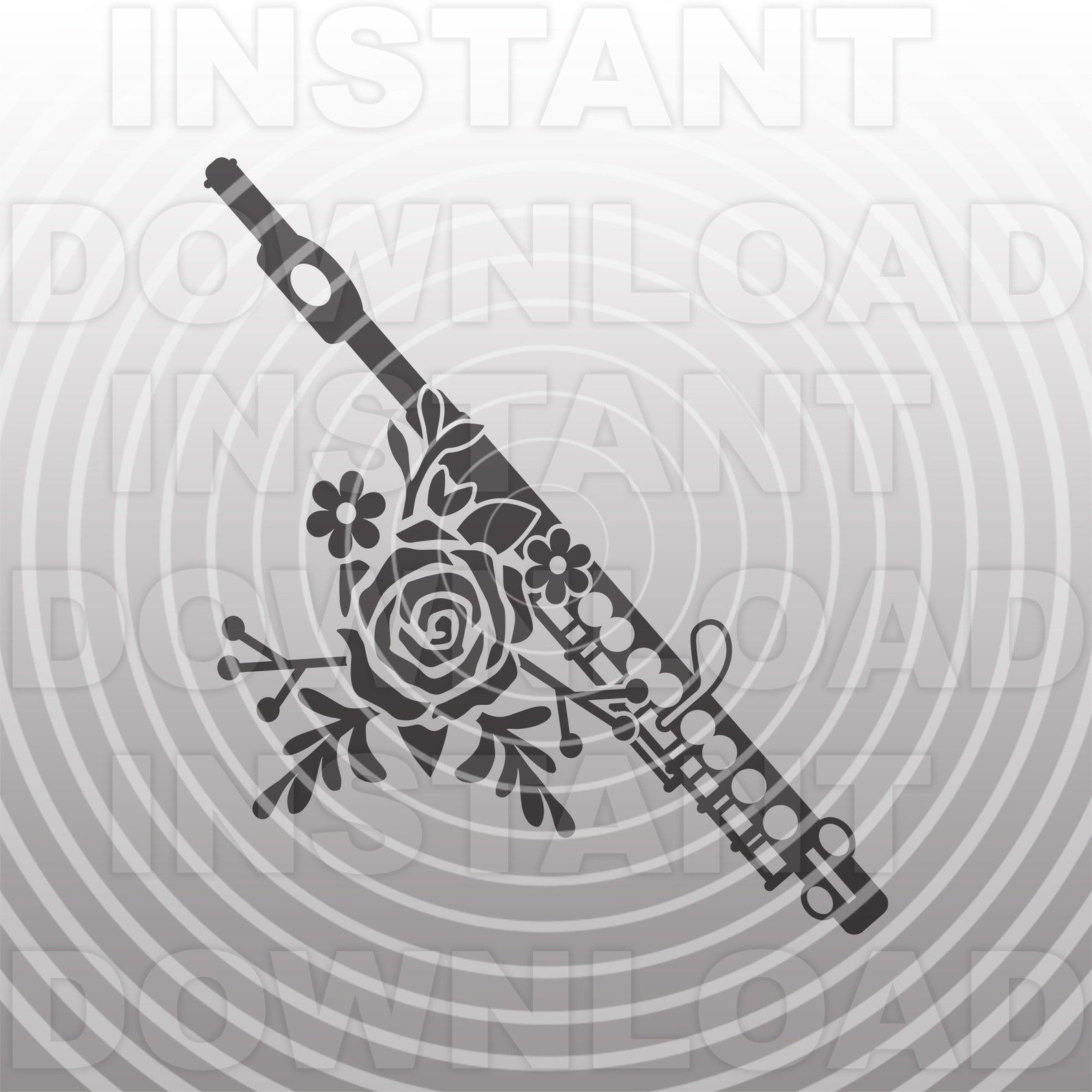 Flute With Flowers SVG Filemarching Band Svgflute Player | Etsy