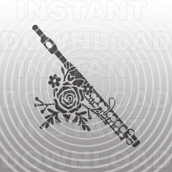 Flute With Flowers SVG Filemarching Band Svgflute Player | Etsy