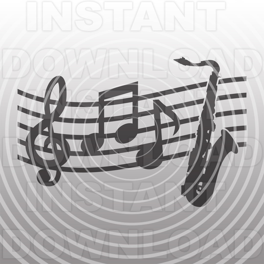 Tenor Saxophone With Music Notes SVG File,marching Band Svg,musical ...
