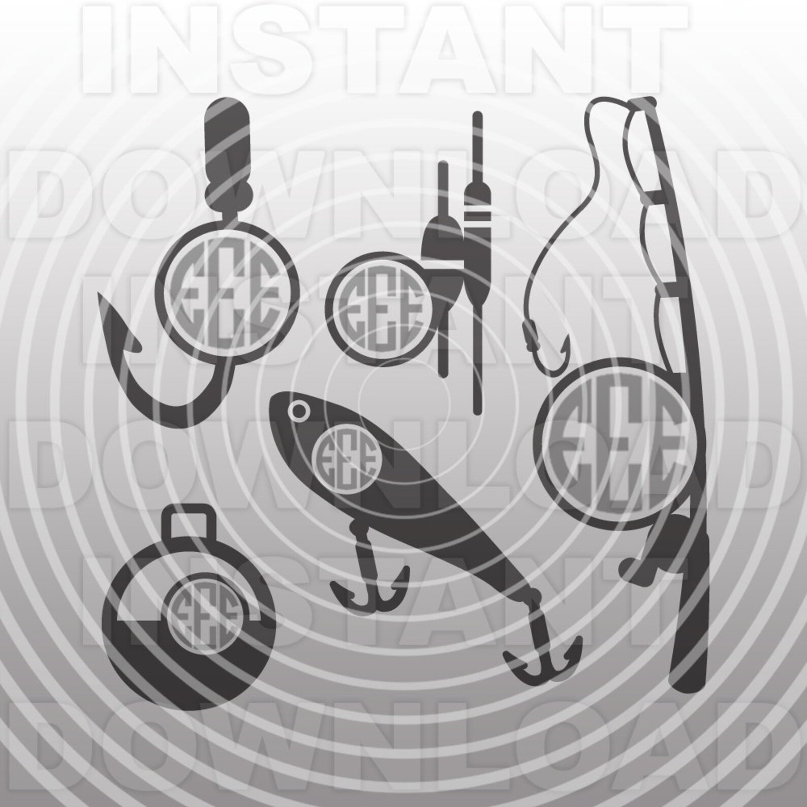 Fishing Lures Monograms SVG Filefishing SVG vector Art for | Etsy