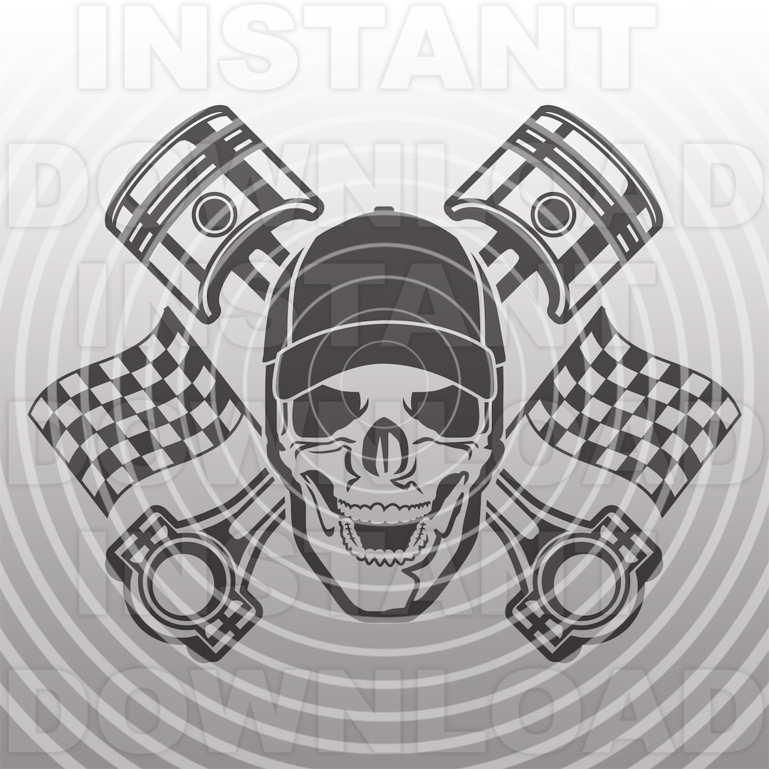 Racing Skull SVG File,crossed Pistons Svg,racing Flag Svg,motorsports ...