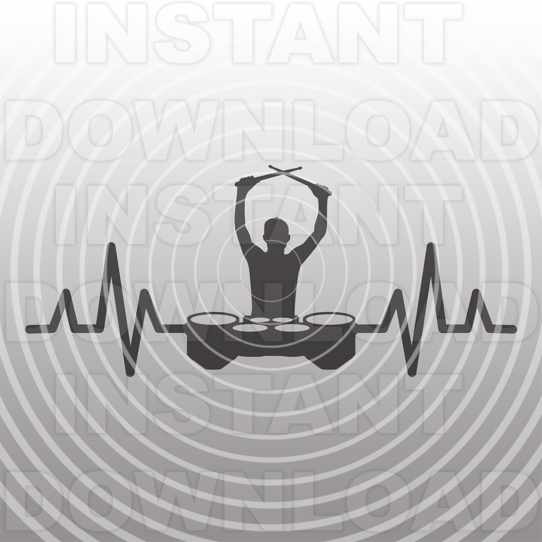 Heartbeat EKG Pulse Marching Band Tenor Drummer SVG File,drumline Svg ...
