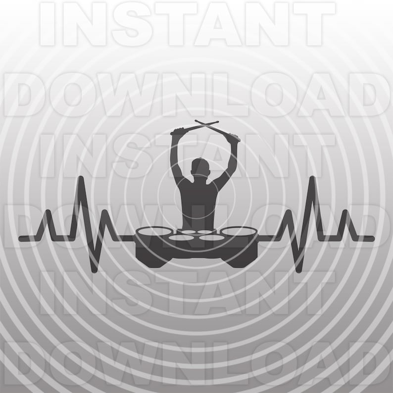 Heartbeat EKG Pulse Marching Band Tenor Drummer SVG File,drumline Svg ...