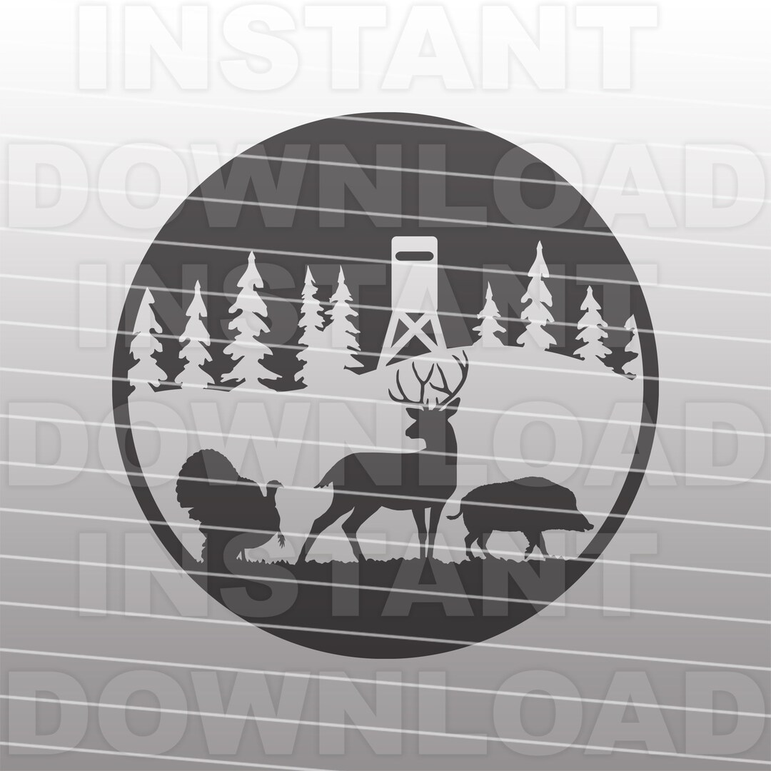 Hunting Scene SVG File,buck SVG File,turkey Svg File,hog SVG File ...
