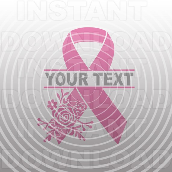 Floral Cancer Ribbon Split Monogram SVG Filecancer Fundraiser | Etsy