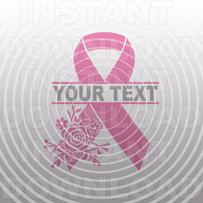 Floral Cancer Ribbon Split Monogram SVG File,cancer Fundraiser Memorial ...