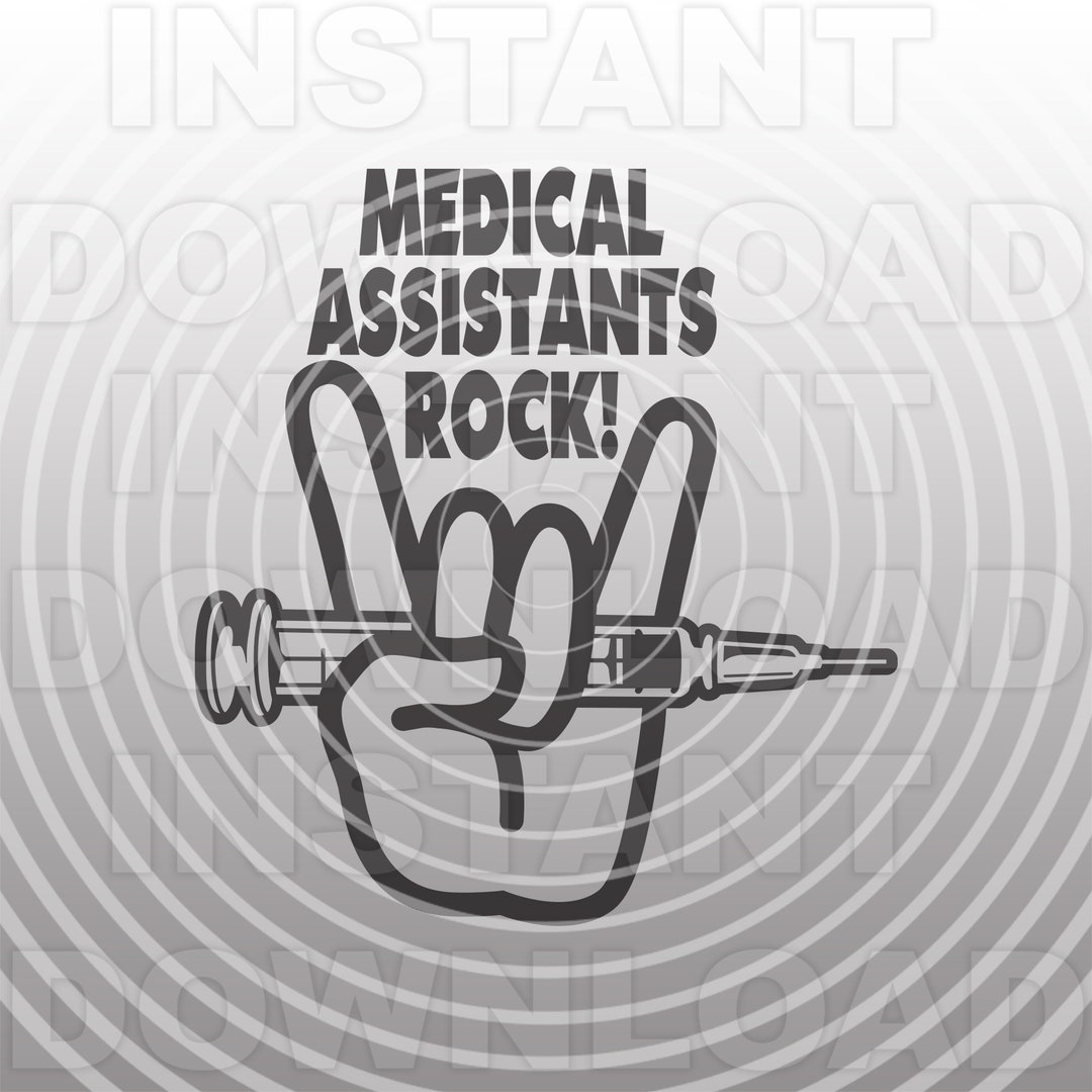 Medical Assistants Rock Svg,rock on Hands Holding Syringe Hypodermic ...