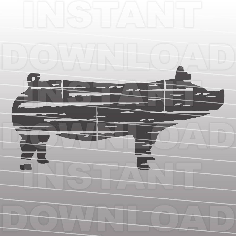 Distressed Show Pig SVGShabby Chic Pig SVGGrunge Livestock | Etsy