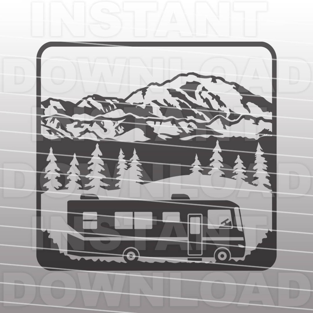 Class A Motorhome SVG File,camping Svg,mountain Scene Svg,circuit Svg ...