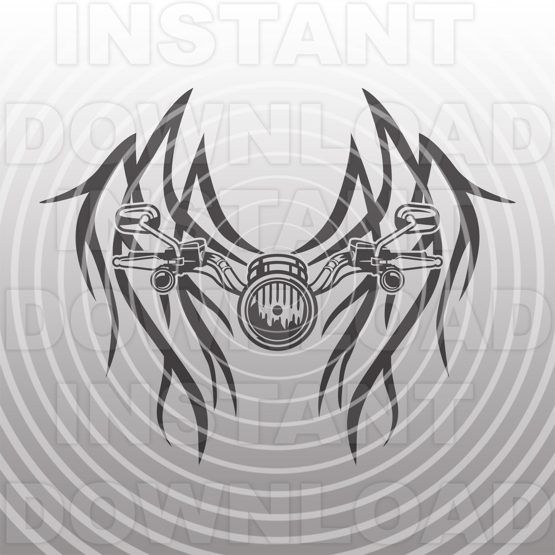 Motorcycle Handlebars With Tribal Angel Wings SVG File,motorcycle Svg ...