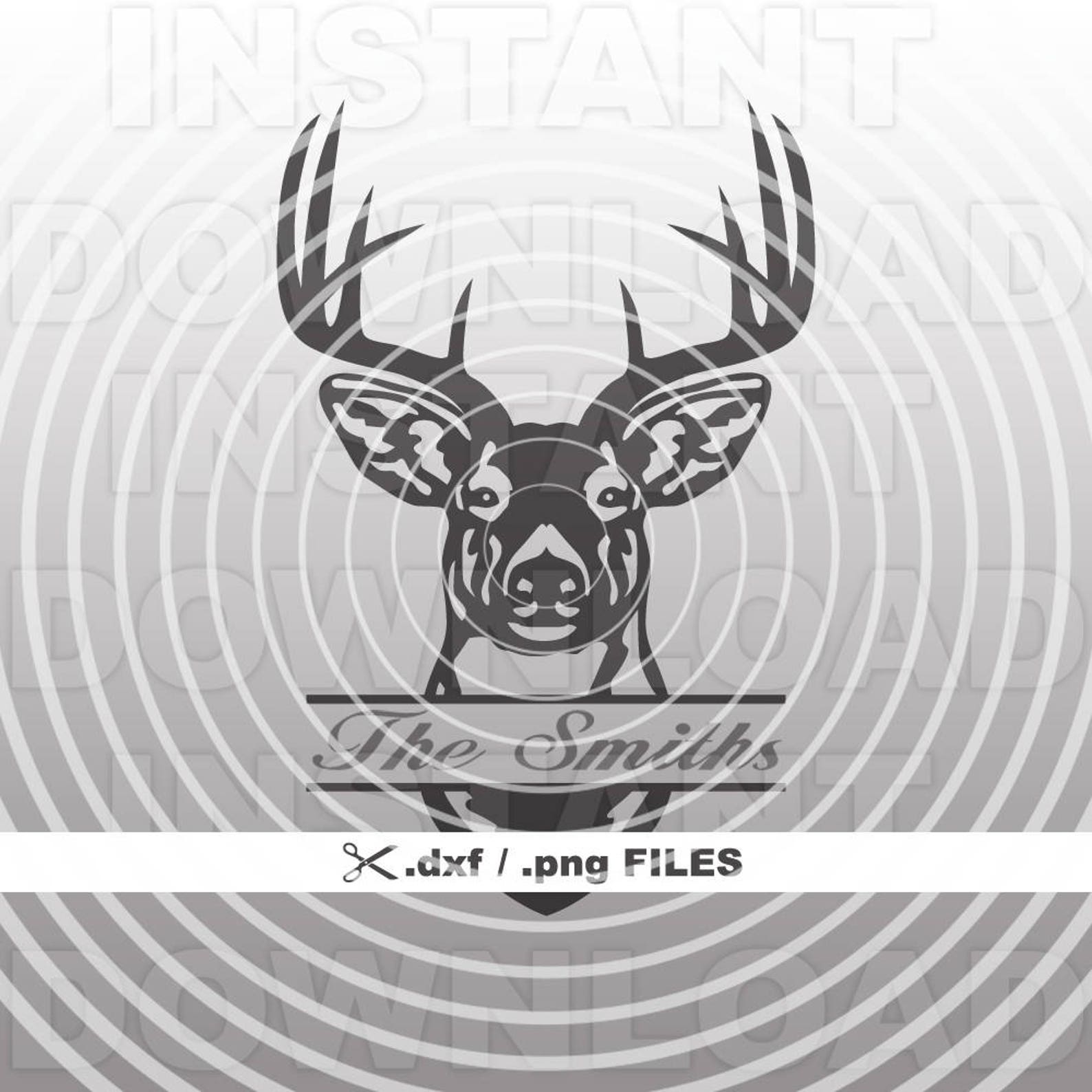 Buck Head Deer Hunting Monogram Split DXF File,vector Clip Art Dxf ...