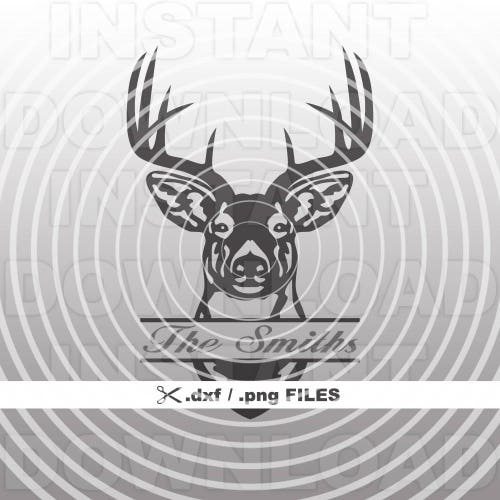 Buck Head Deer Hunting Monogram Split SVG File Cutting - Etsy
