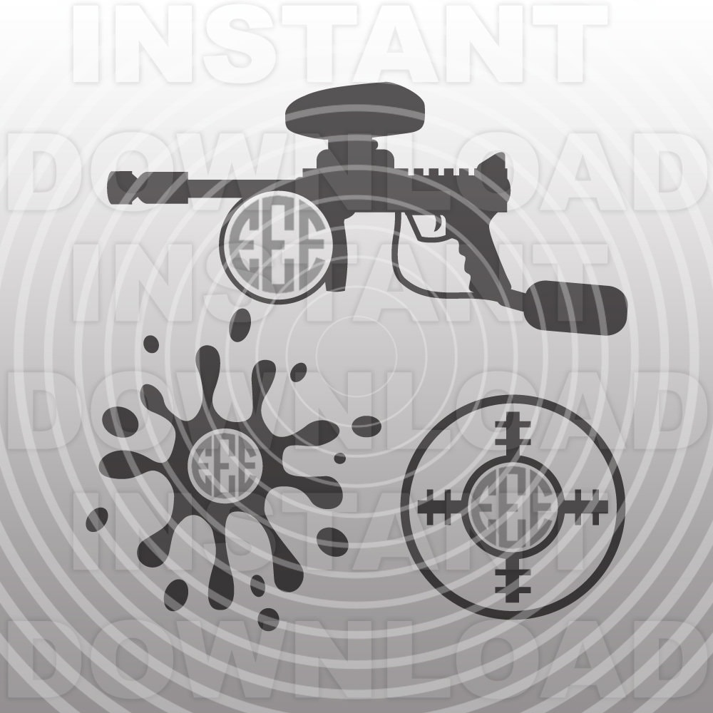 Paintball Monogram Frame SVG File,paintball Gun SVG File -vector Art ...