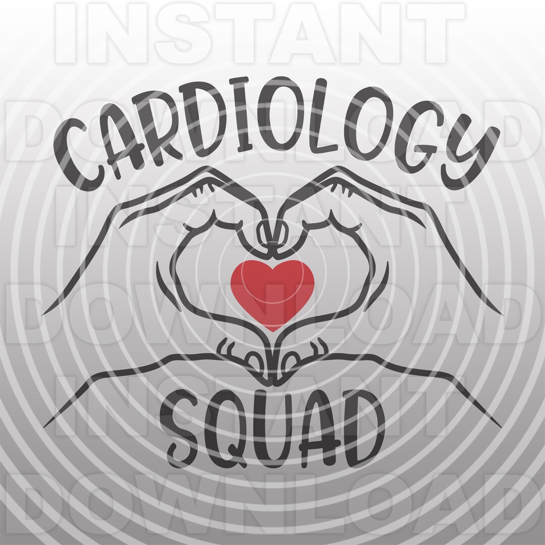 Cardiology Squad With Heart Hand Sign SVG File,cardiac Nurse Svg ...
