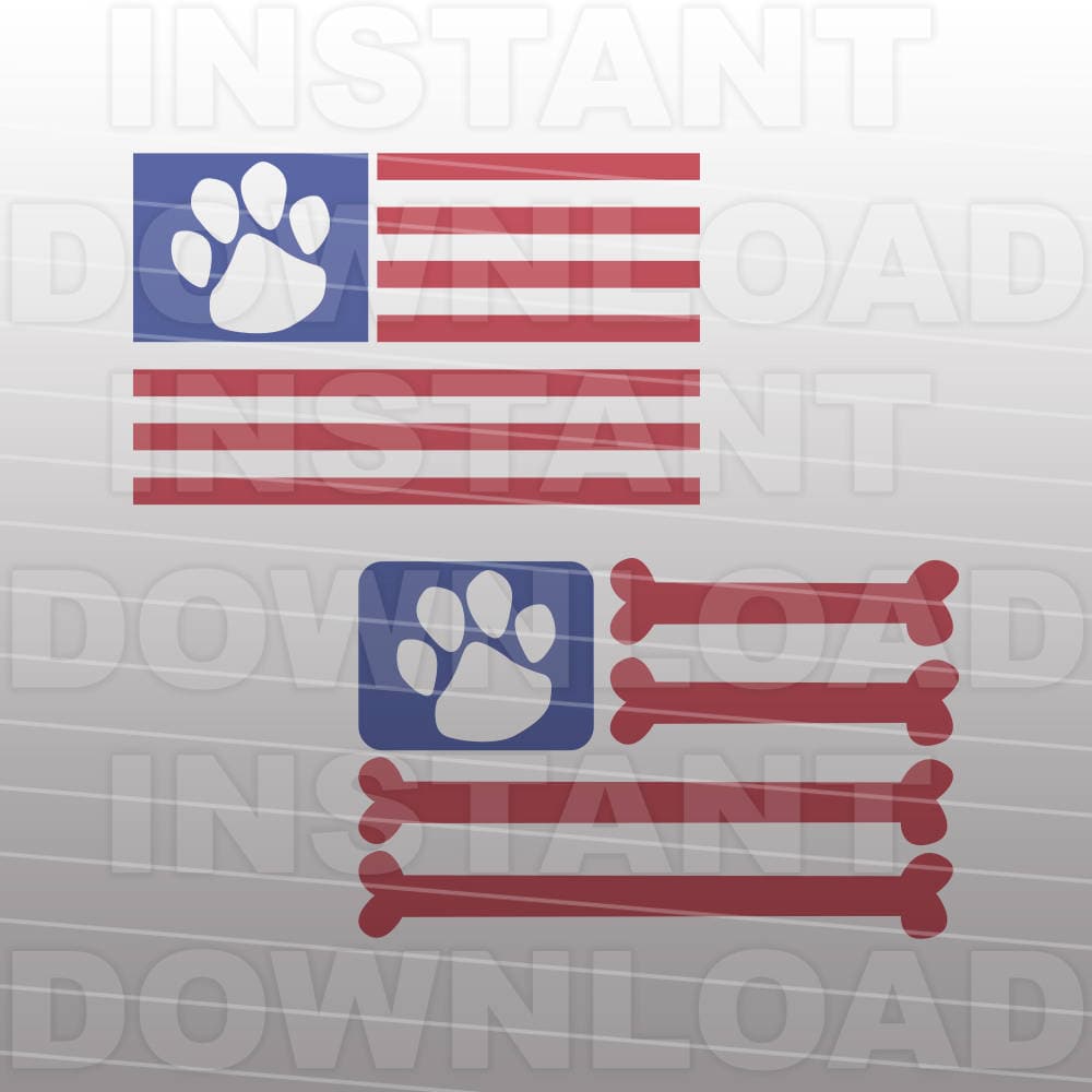American Flag Paw Prints SVG File,paw Print USA Flag Svg -personal ...