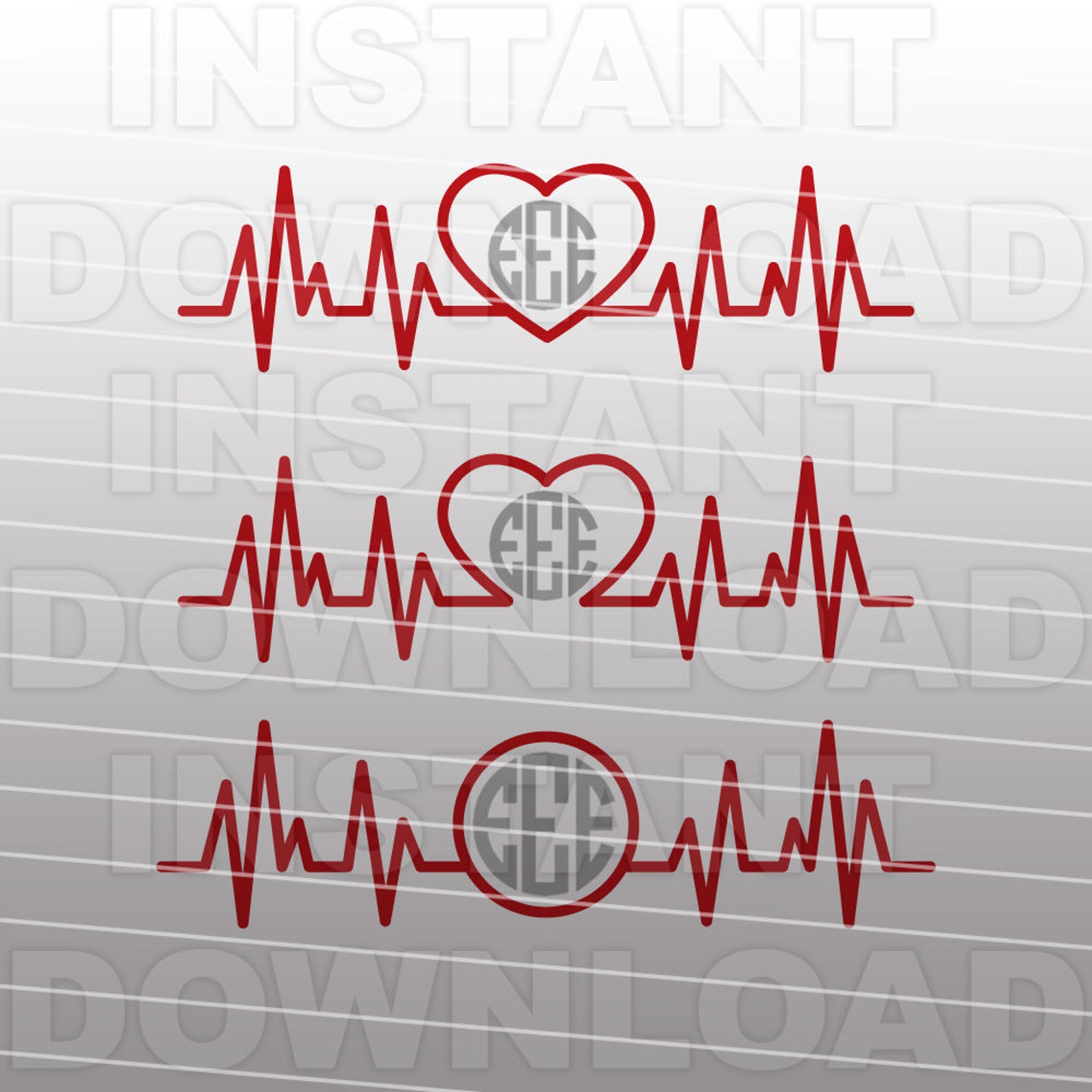Heartbeat SVG File,ekg SVG File,pulse Svg,nursing Monogram Svg-vector ...