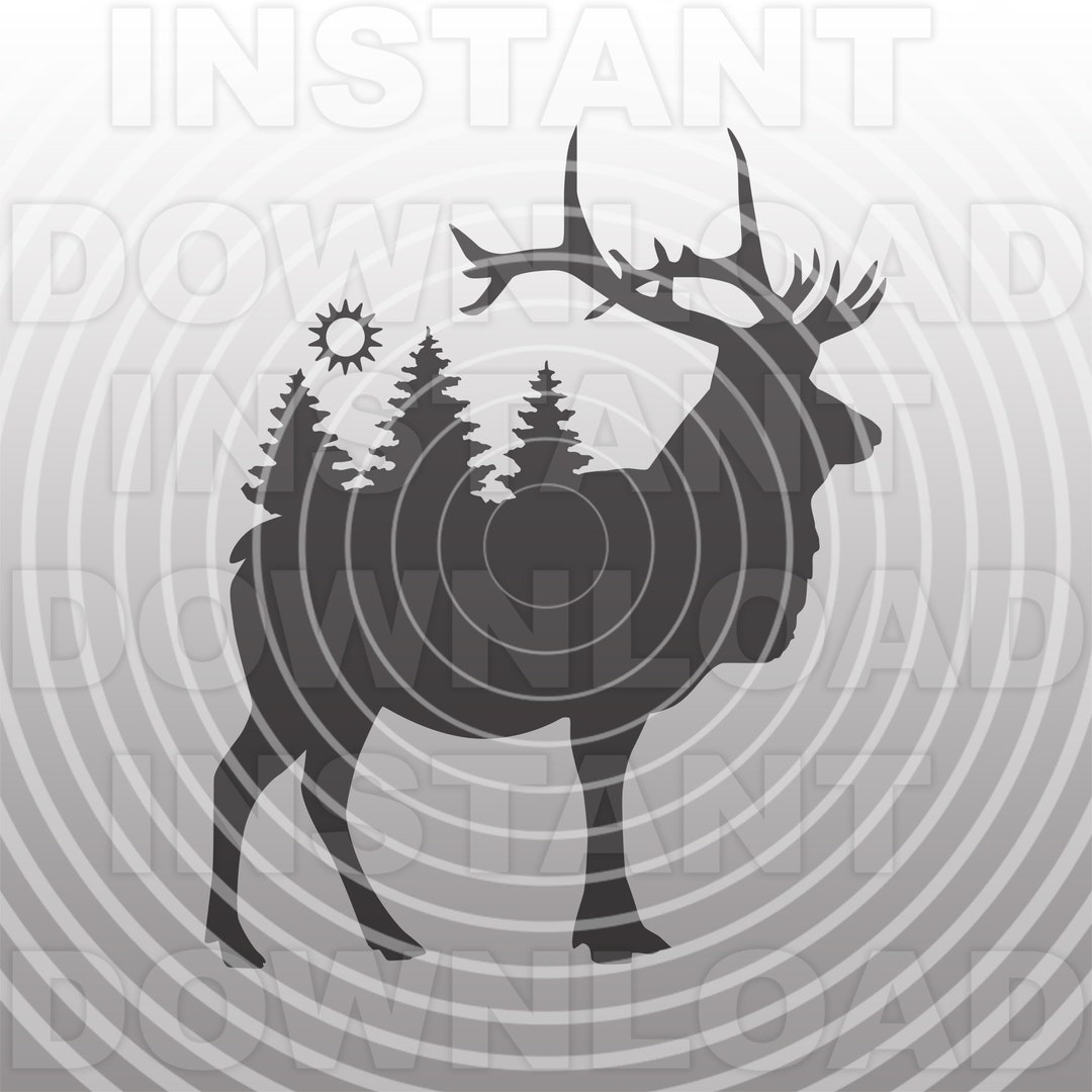Elk SVG File,log Cabin Svg,elk Scene Svg,hunting Lodge Svg vector Art ...