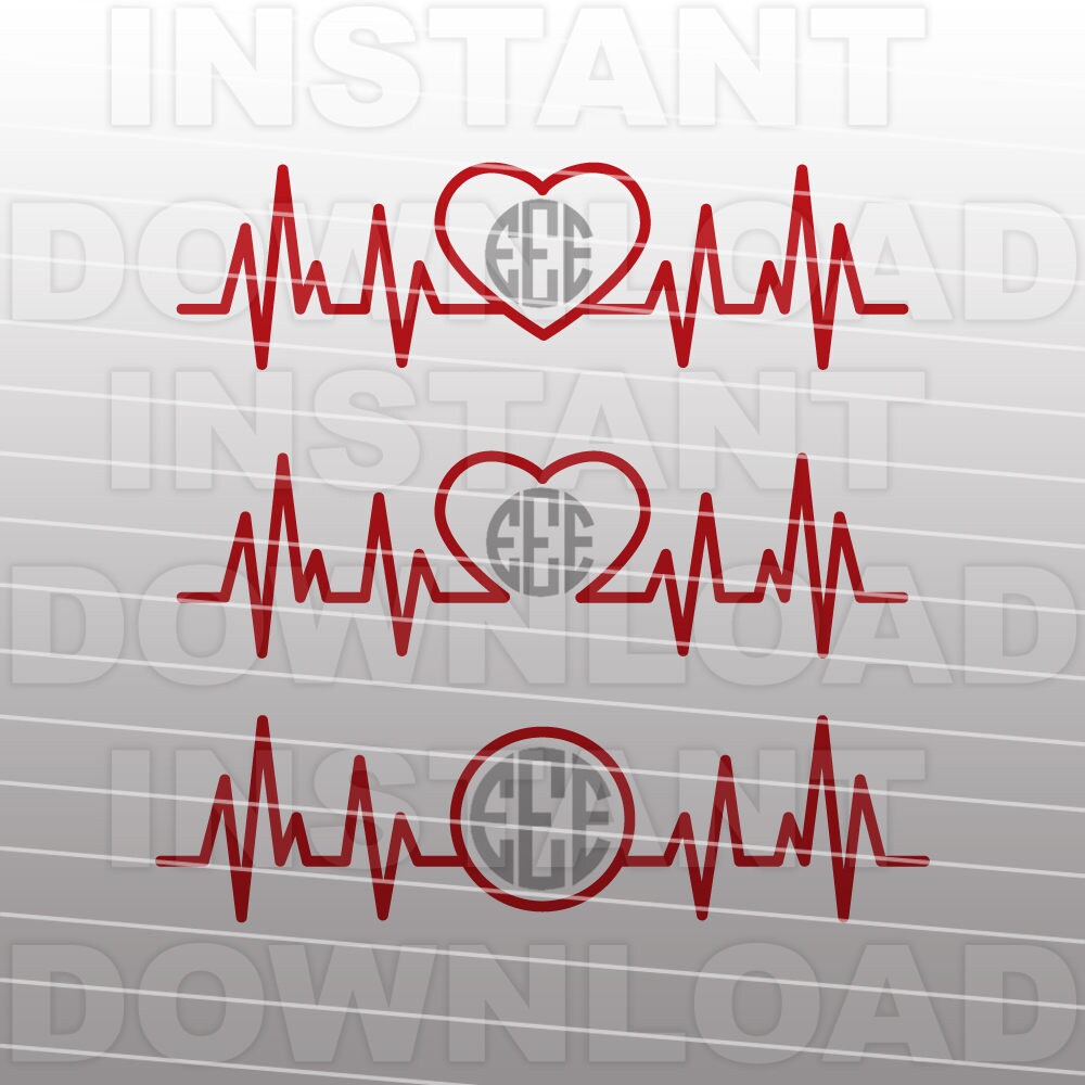 Heartbeat SVG File,ekg SVG File,pulse Svg,nursing Monogram Svg-vector ...