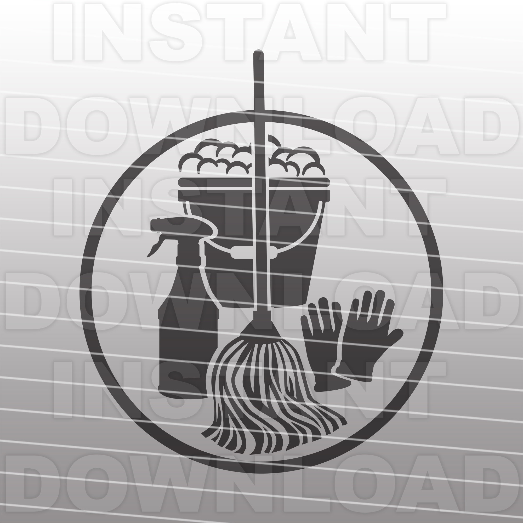 Mop and Bucket House Cleaning Logo Design SVG File,housekeepersvg ...