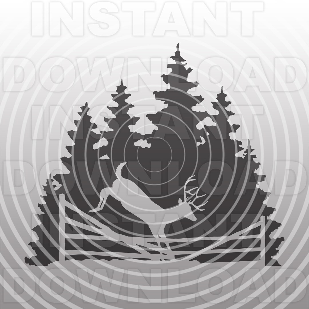 Big Buck Jumping Fence SVG File,deer Hunter Svg,deer Hunting Scene SVG ...