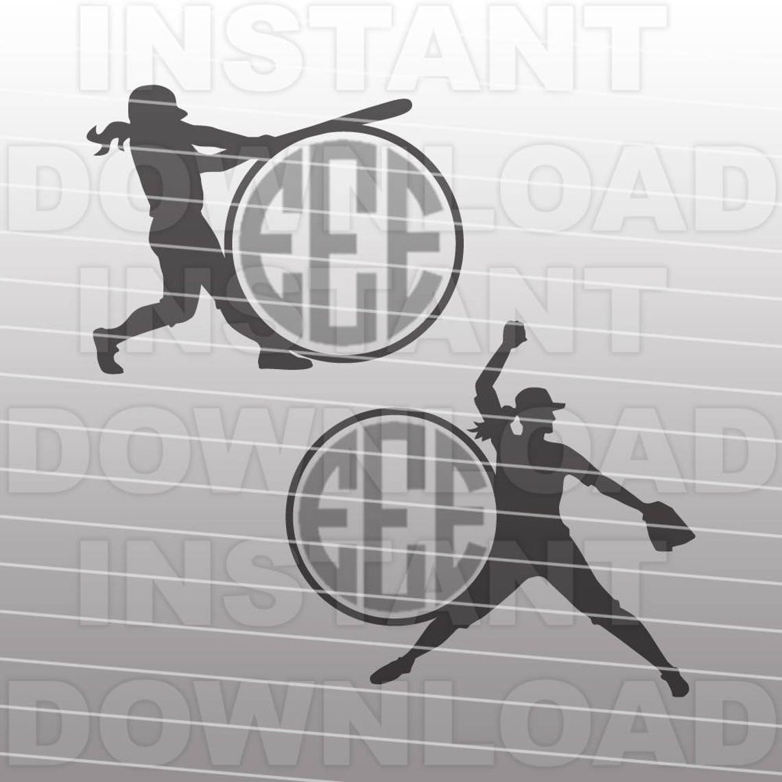 Softball SVG File Softball Monogram SVG File Vector Art - Etsy