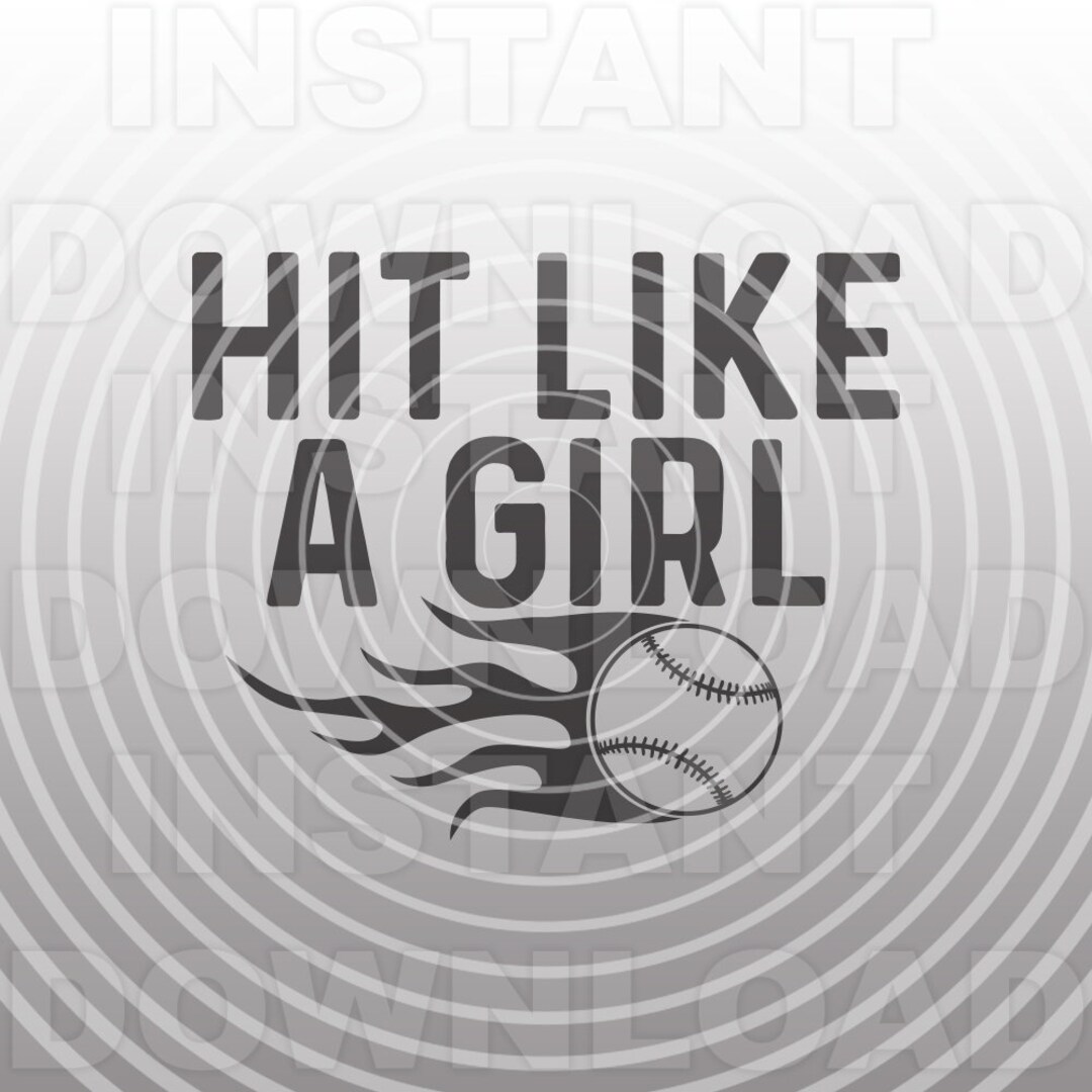 Softball SVG File,hit Like a Girl Softball Svg,softball Batter Svg ...