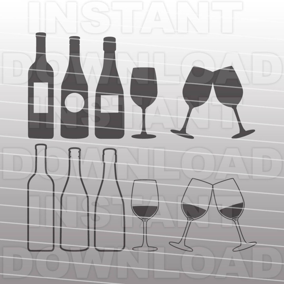 Wine SVG File,wine Bottle Svg,wine Glass Svg-cutting Template-vector ...