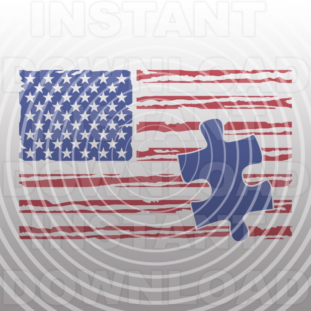 Distressed USA Flag Autism Awareness SVG File,autistic Svg,puzzle Piece ...